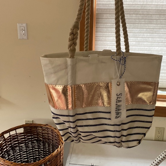 Sea Bags | Bags | Sea Bag Rose Gold Mariner Stripe Handbag | Poshmark